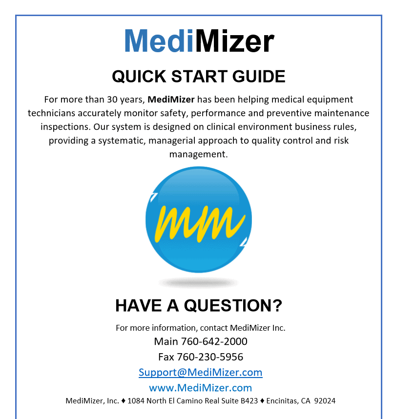 MediMizer Quick Start Guide - MediMizer ISO